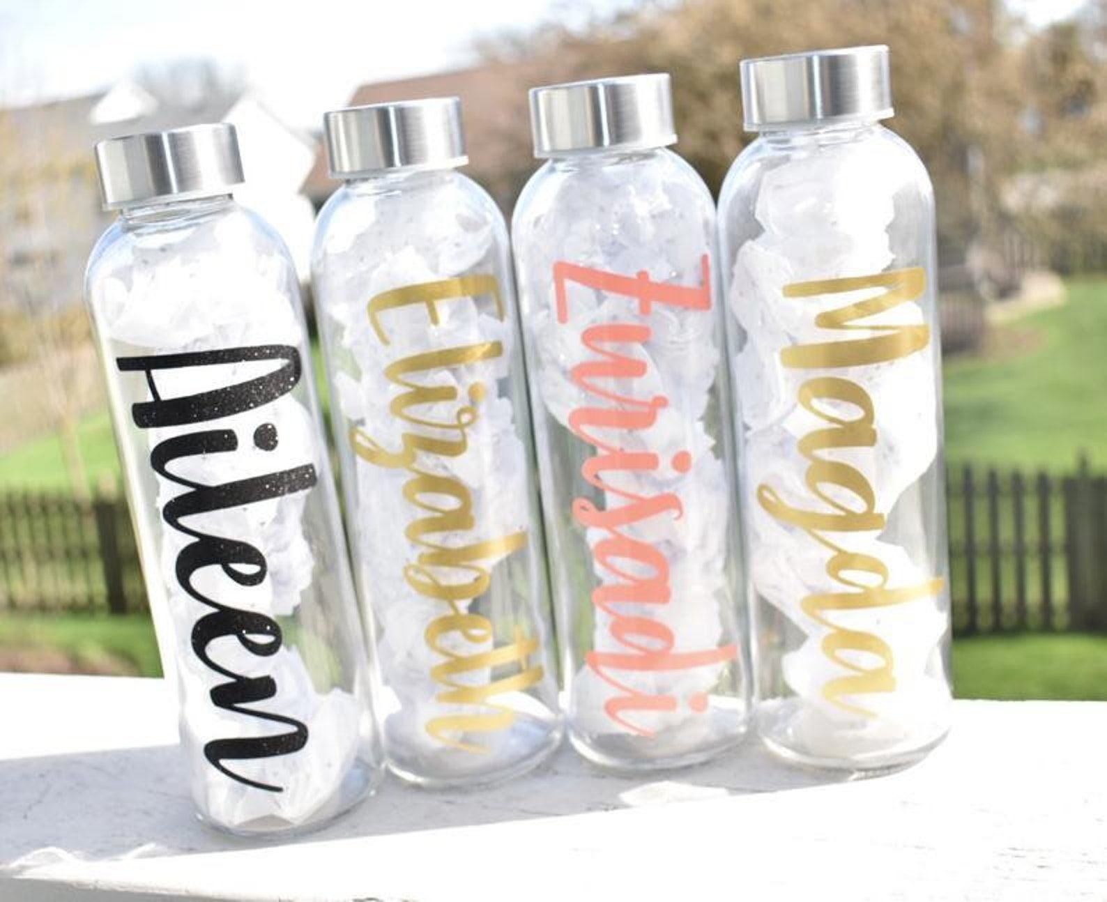 Personalized Crystal Glass Water Bottle With Sleeve Available | Etsy