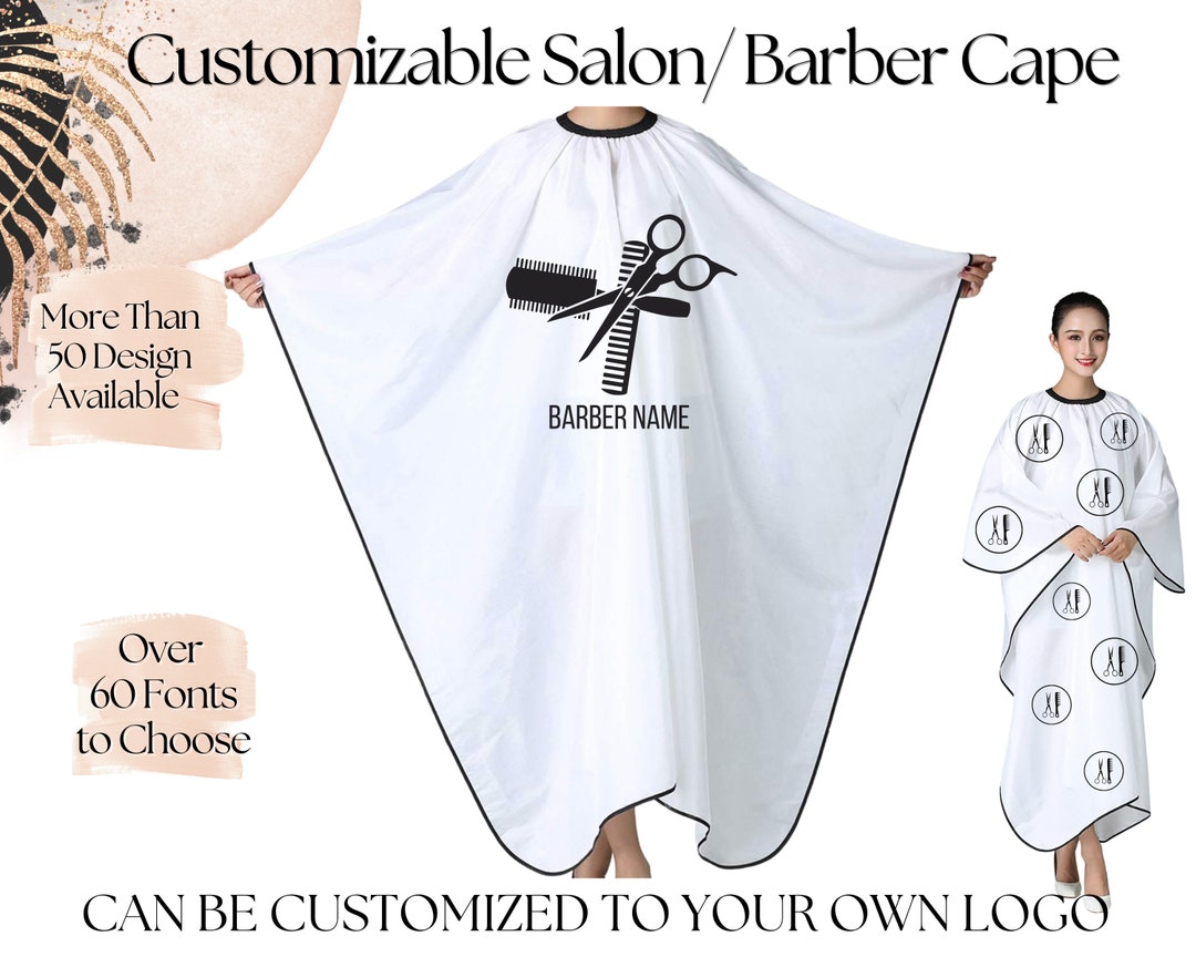White Barber Salon Cape, Personalized Hair Stylist Gown Cape, Custom ...