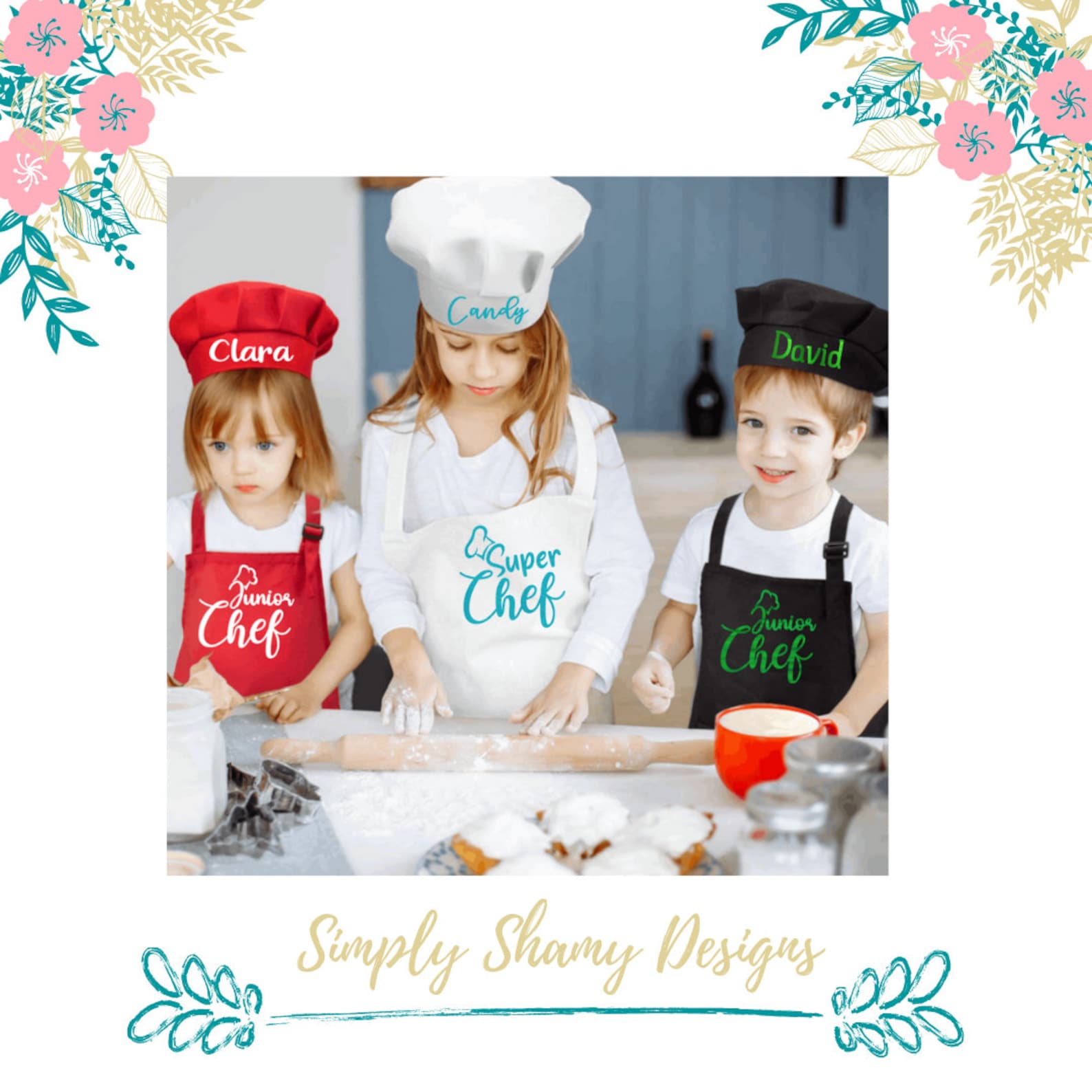 Personalized Kids Apron and Chef Hat Set Child Apron and Chef - Etsy