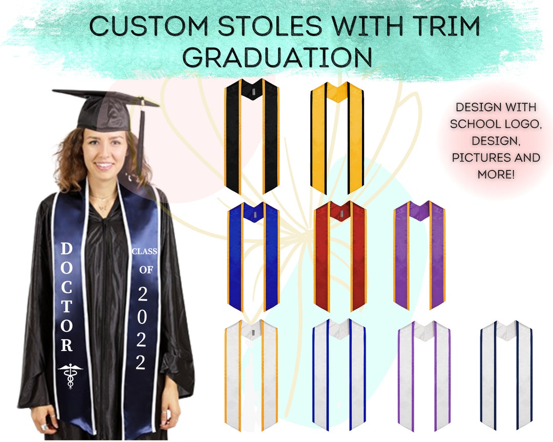 Custom Honors Graduation Stole With Trim High School Grad - Etsy Australia