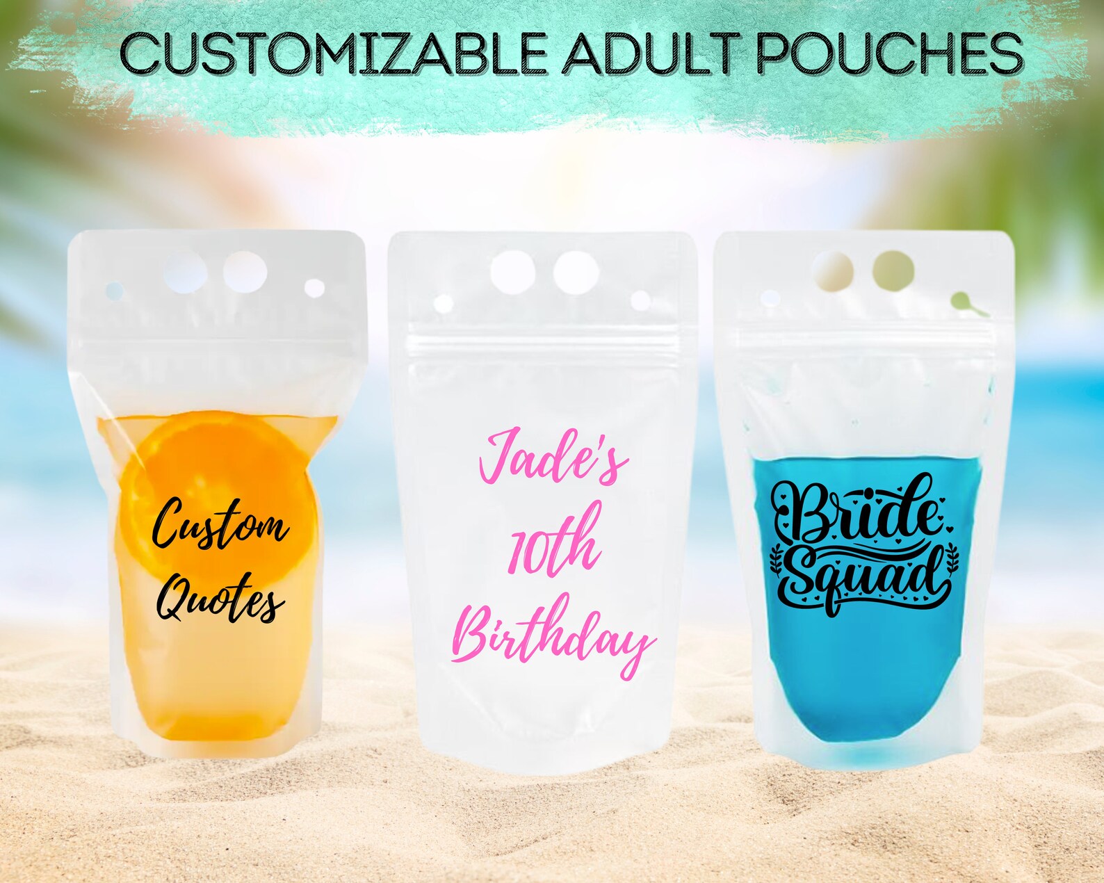 Custom Alcohol Drink Pouches, Birthday Drinking Cup, Adult Booze Bag ...