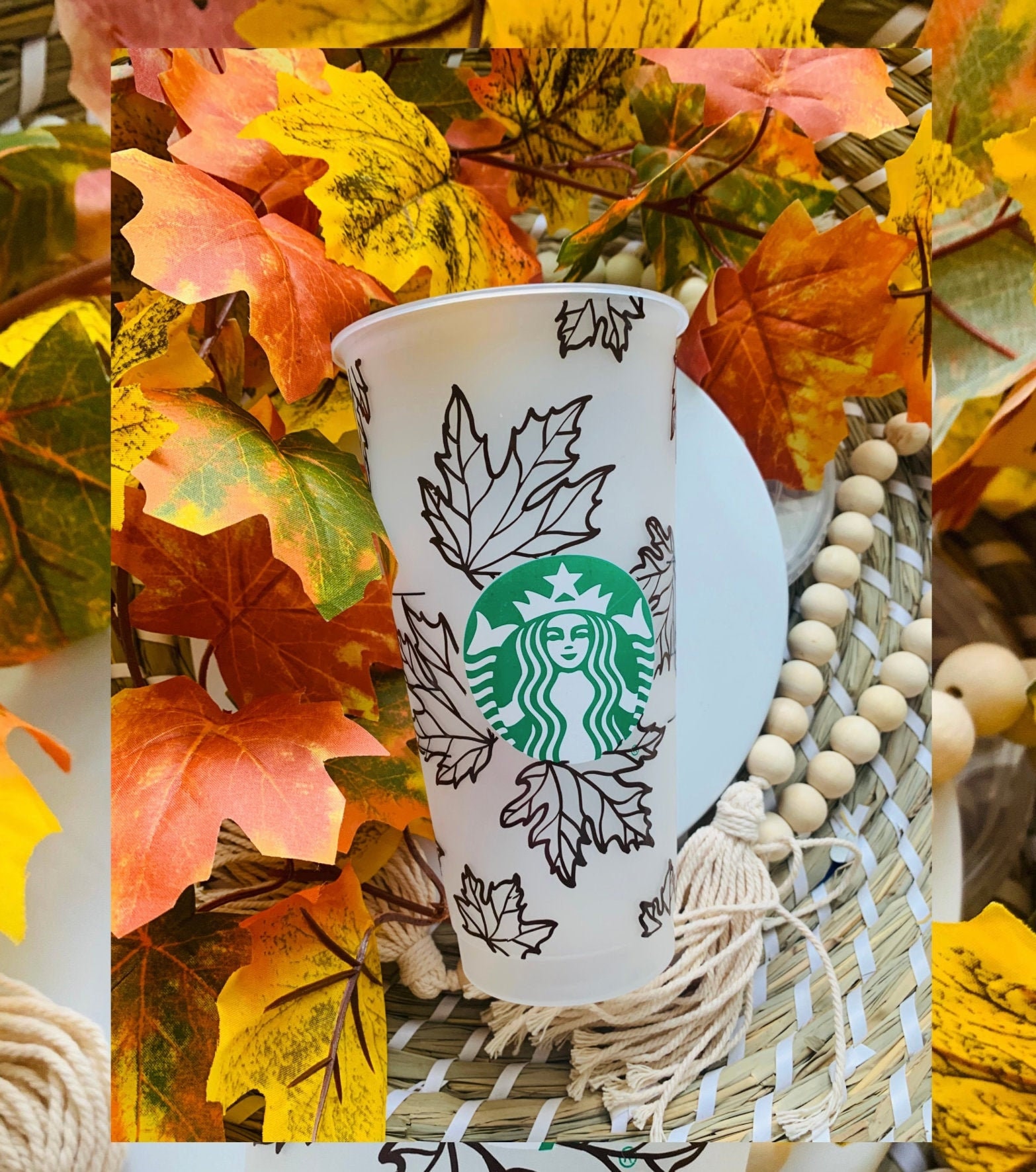 Fall Starbucks Cup Autumn Starbucks Cup Starbucks Leaves | Etsy