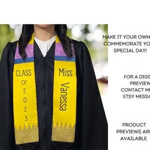 Custom Graduation Teacher Pencil Stoles Class of 2025, Personalized ...