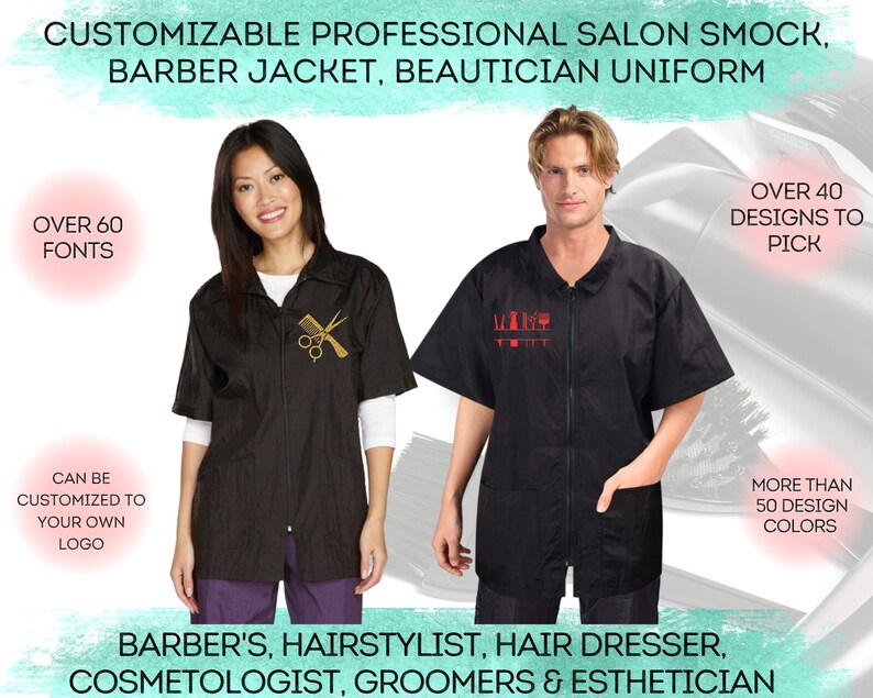Custom Barber Smock, Barbershop Jacket, Pet Groomer Uniform, Beautician ...