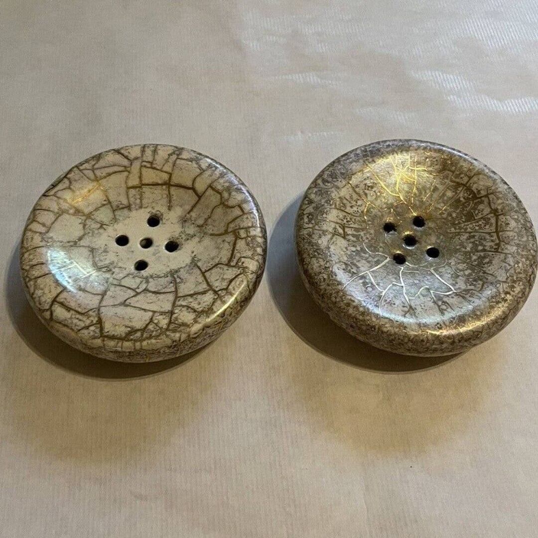 VINTAGE Pair of 1990s Hand Made Ceramic Soap Dishes Dated & Signed ...