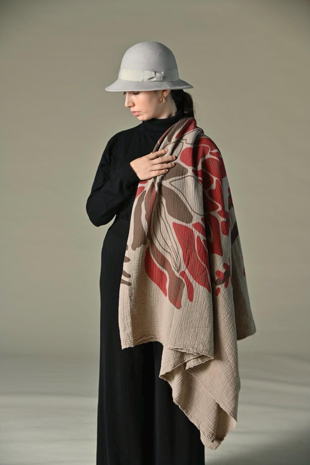 Wild Lotus Cotton Muslin Blanket Shawl: Eco-friendly Print, Extra Large ...