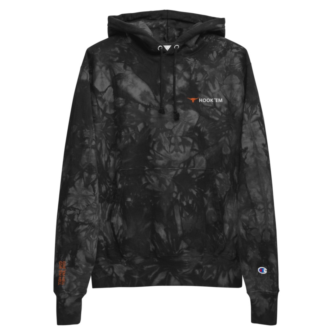 Texas "hook 'em" Embroidered Tie Dye Hoodie, Longhorns, UT, University ...