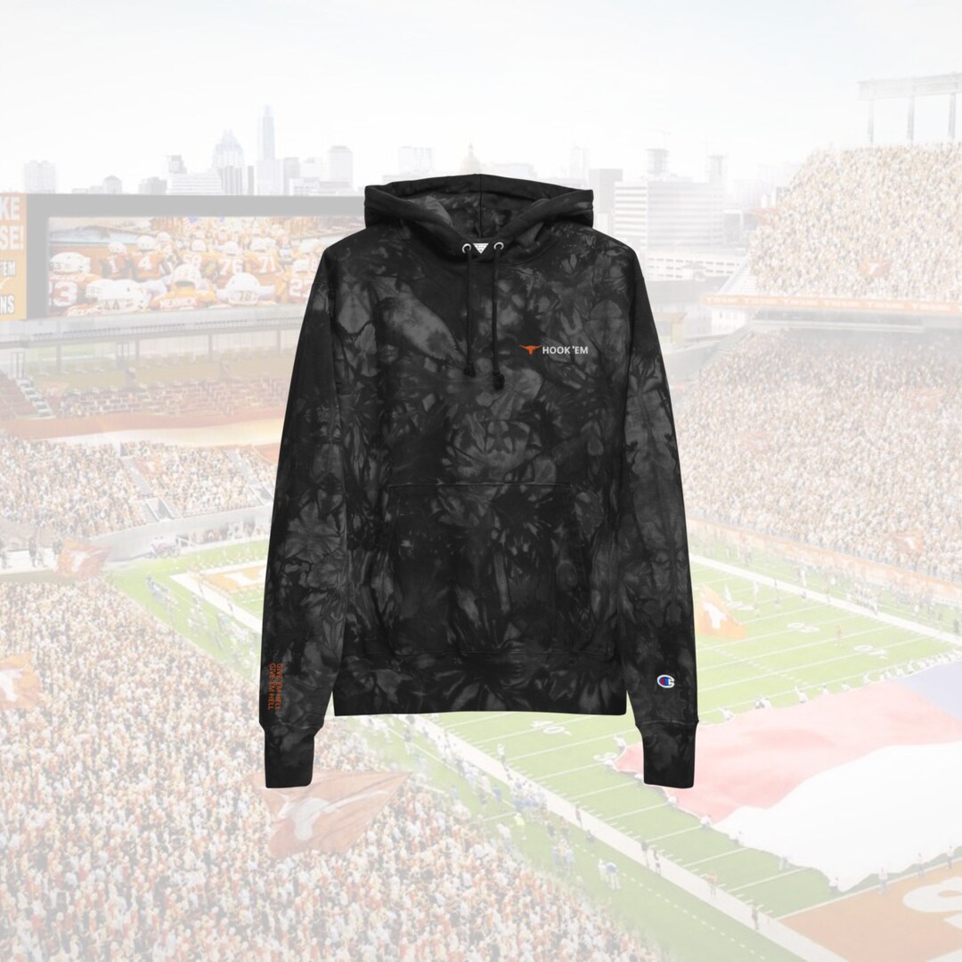 Texas Longhorns-inspired hook 'em Embroidered Tie Dye Hoodie, UT ...