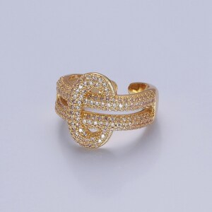 Single Chain Link on Double Band Design Stack Ring Gold or Silver ...