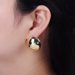 Large Round Dome Stud Earrings, Modern Minimalistic 14K Gold Filled ...