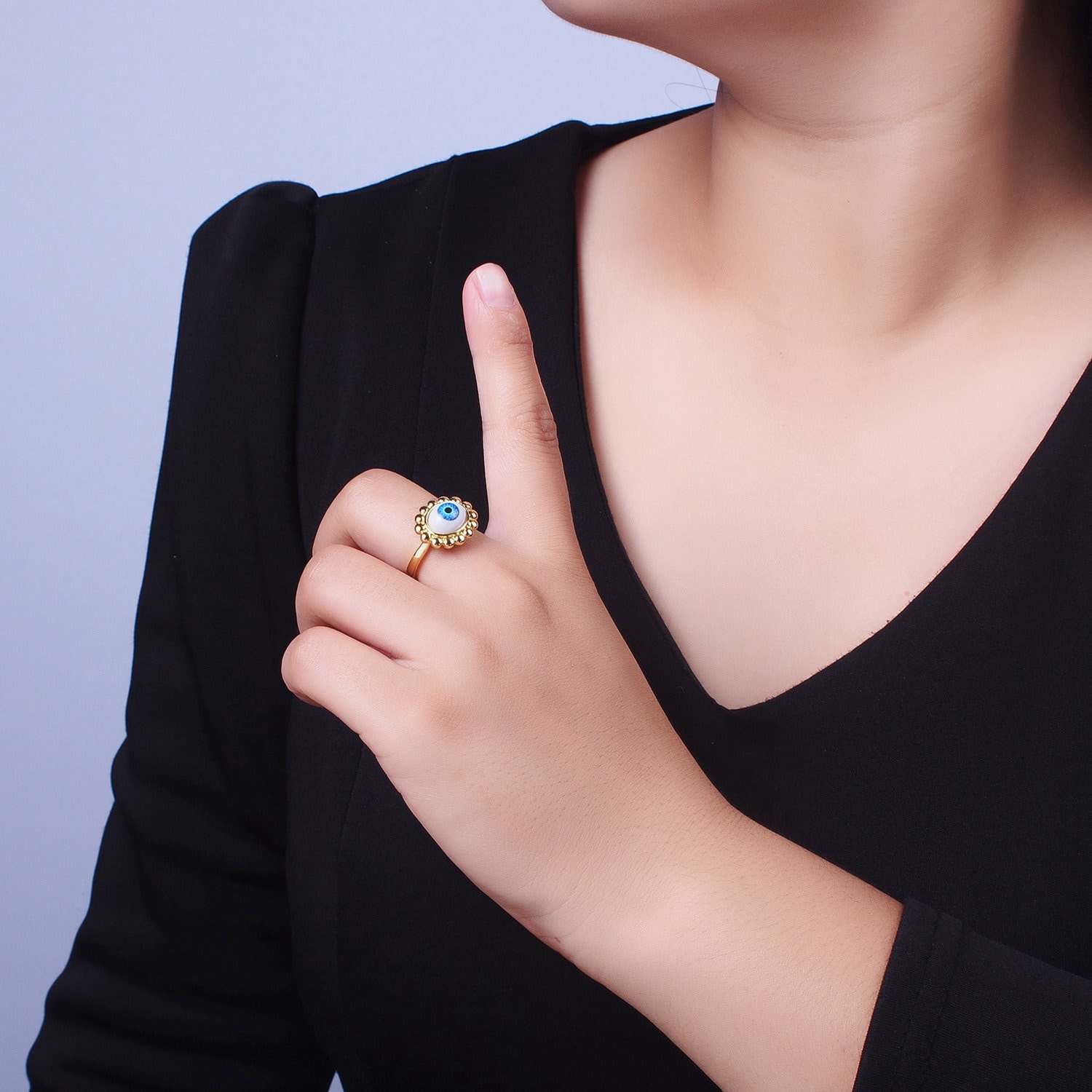 Creepy Realistic 3D Eyeball Design Stack Ring Blue and White - Etsy