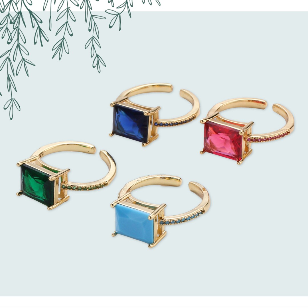 Cubic Zirconia Jewel Stack Ring, Cocktail Gemstone Ring, Adjustable ...