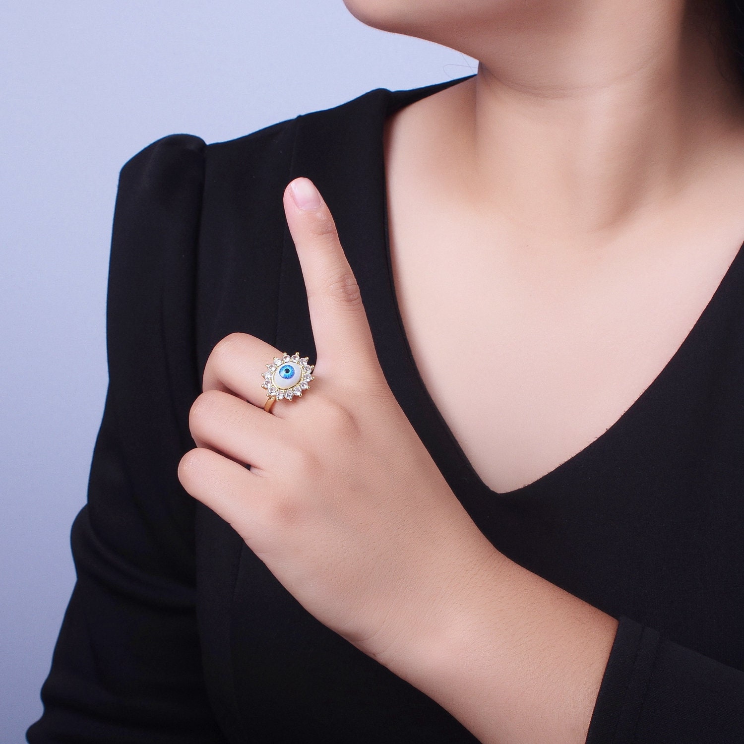 Creepy Realistic 3D Eyeball Design Stack Ring Blue and White - Etsy