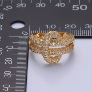 Single Chain Link on Double Band Design Stack Ring Gold or Silver ...