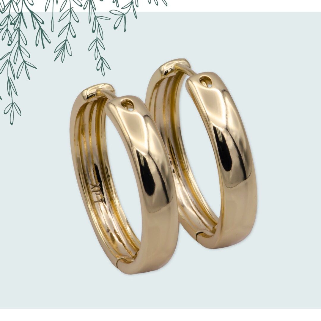 Simple Design Hoop Earrings, 14K Gold Filled Minimalistic Earrings, 1 ...