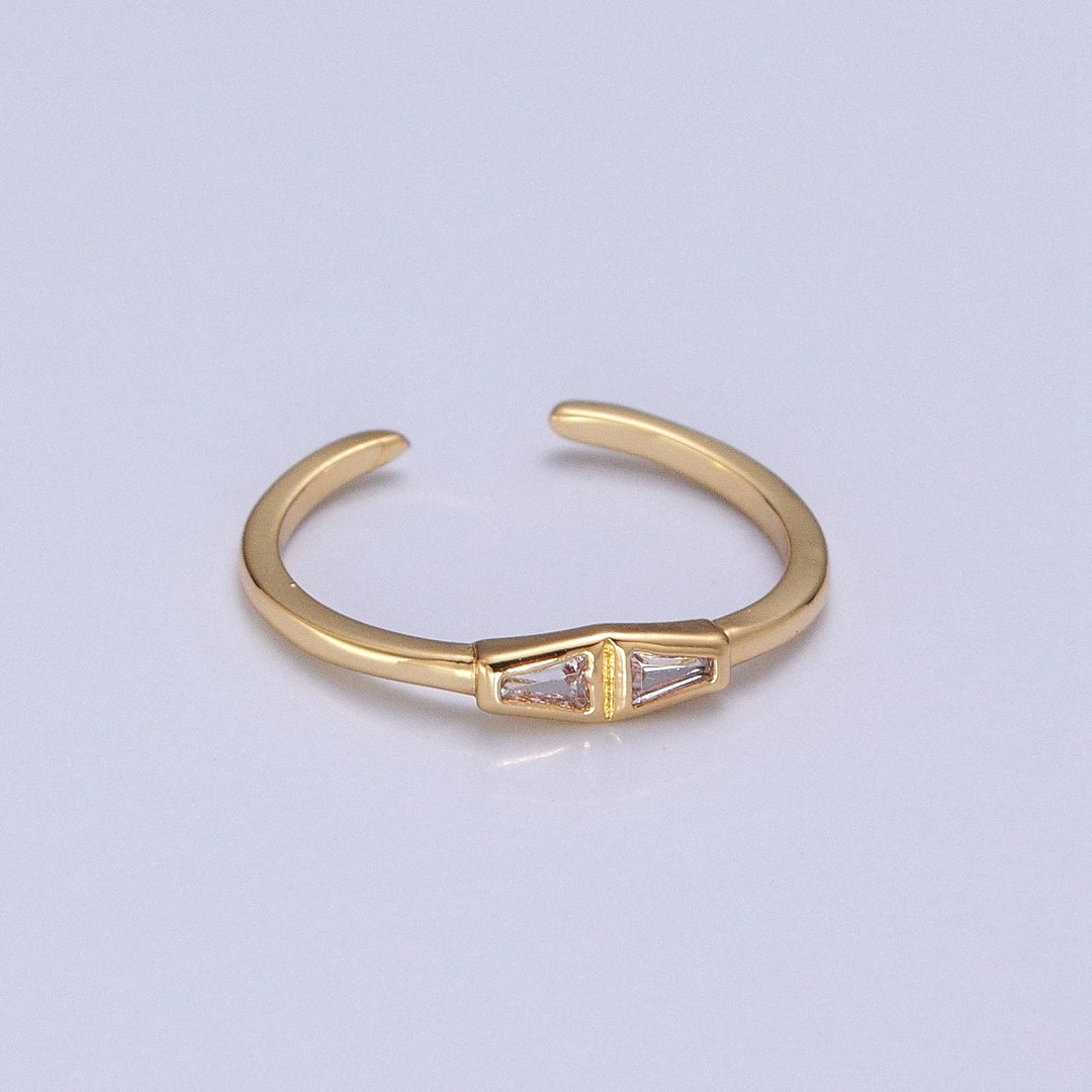 Minimalistic Stack Ring With Trapezoid Cut CZ Cubic Zirconia, Thin ...