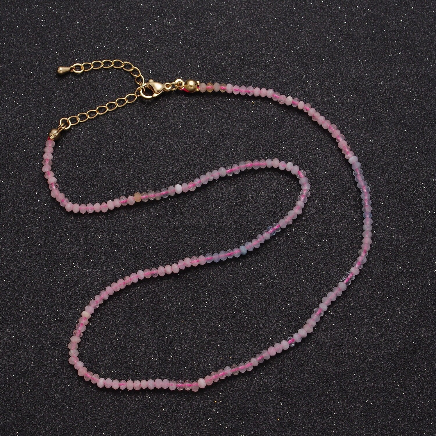 Pink Morganite Gemstones Beaded String Necklace Jewelry 24K - Etsy