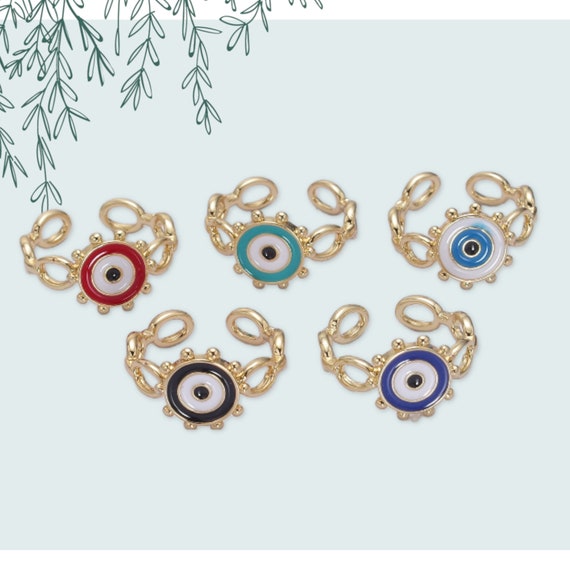 Evil Eye Stack Ring Colored Enamel White Blue Black - Etsy