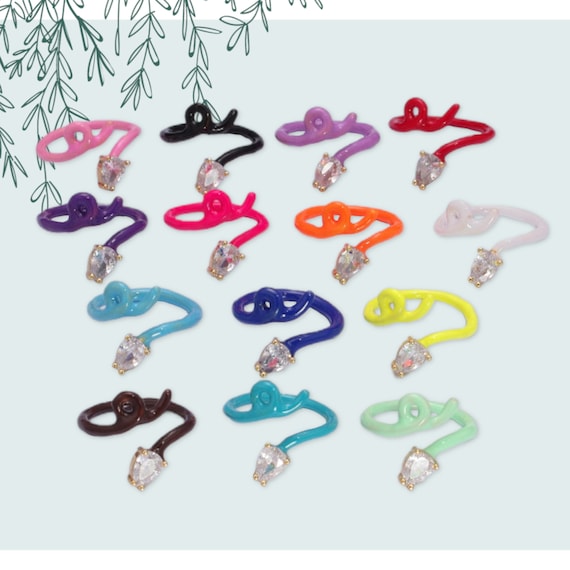 Loop De Loop and Teardrop CZ Design Stack Ring Neon Colored - Etsy