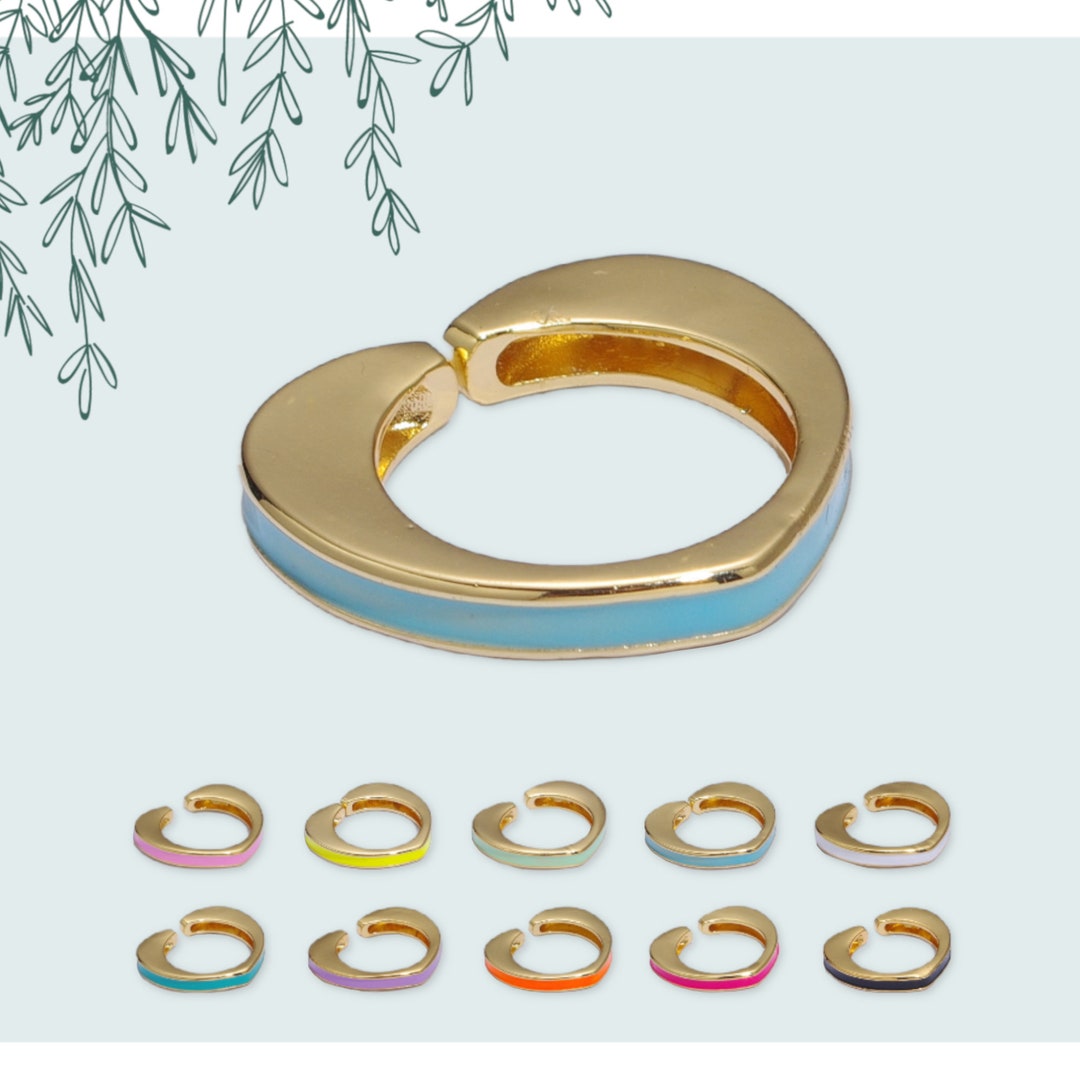 Heart Shaped Stack Ring Pastel Color Enamel Baby Blue - Etsy