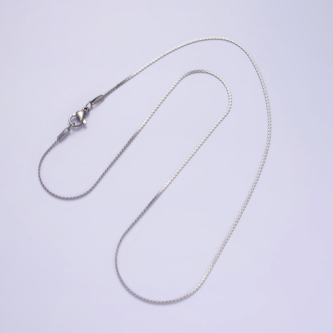 Silver Tone Stainless Steel Serpentine Chain, Dainty Minimalistic ...
