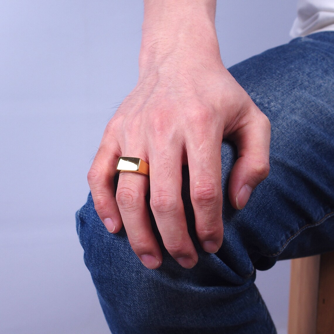 Flat Rectangular Blank Signet Ring Gold or Silver Stainless - Etsy