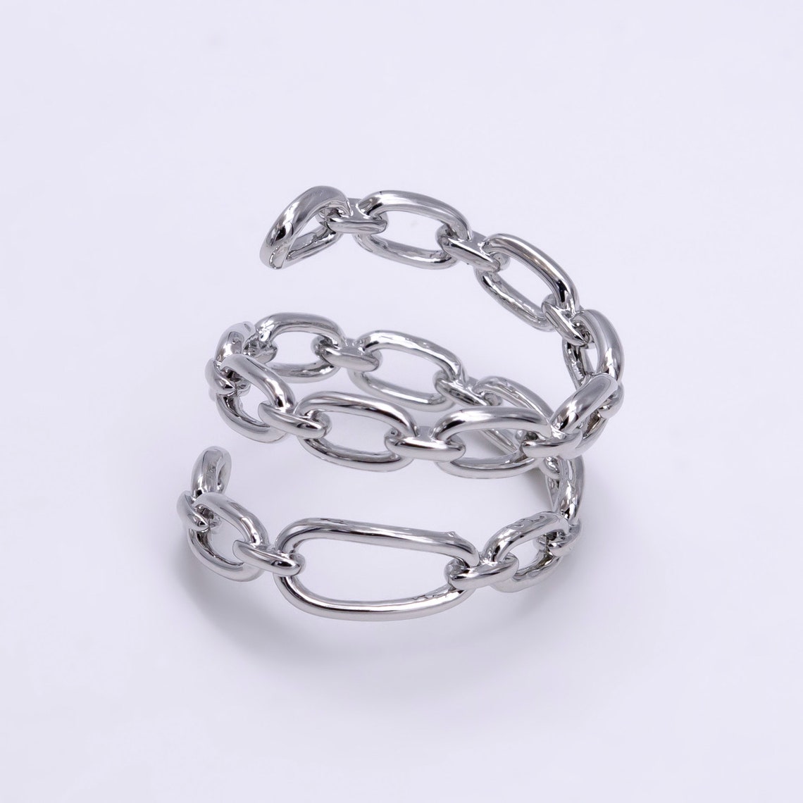 Silver Spiral Wrapped Chain Link Design Stack Ring - Etsy