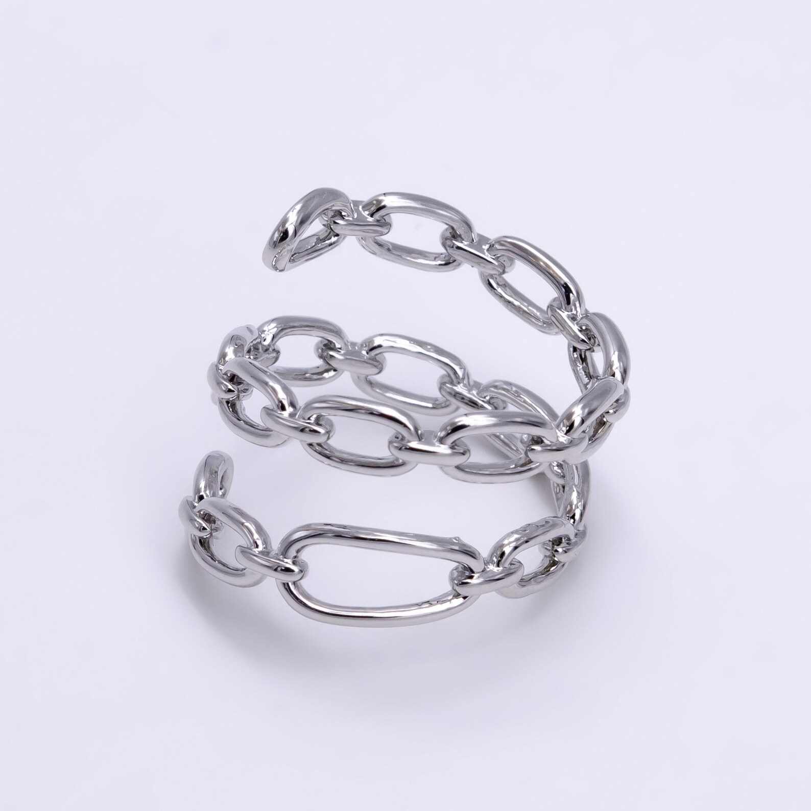 Silver Spiral Wrapped Chain Link Design Stack Ring - Etsy