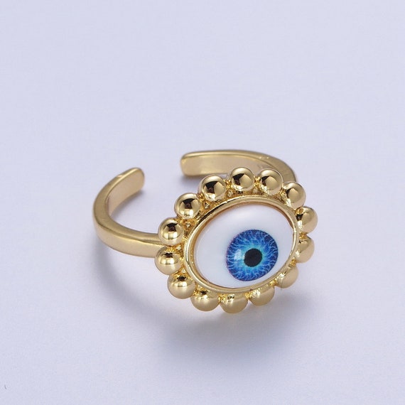 Creepy Realistic 3D Eyeball Design Stack Ring Blue and White - Etsy