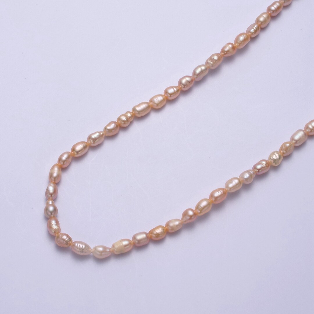 Blush Pink Pearl Beaded String Necklace Jewelry, 24K Gold Filled Clasp ...
