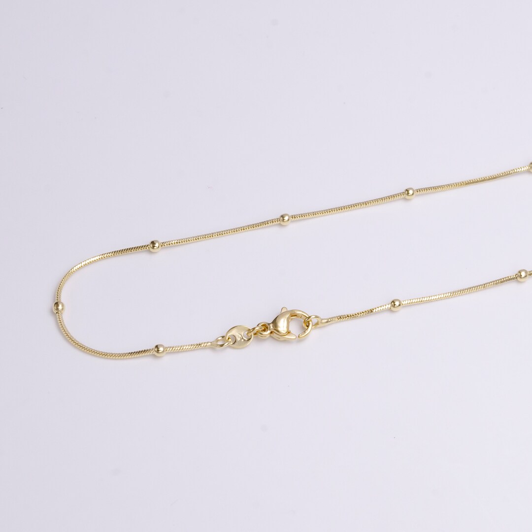 14K Gold Filled Satellite Bead Snake Chain Necklace for Jewelry Making ...