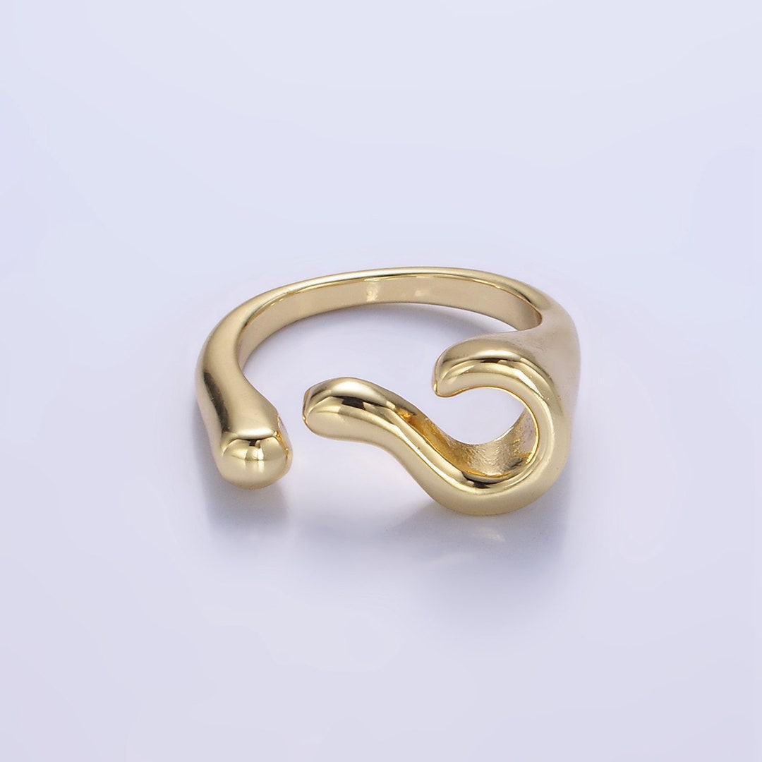 24K Gold Filled Question Mark Design Ring, Minimalistic Open Adjustable ...