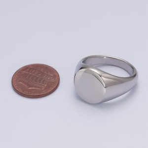 Flat Circle Signet Ring, Gold or Silver, Stainless Steel Minimalistic ...