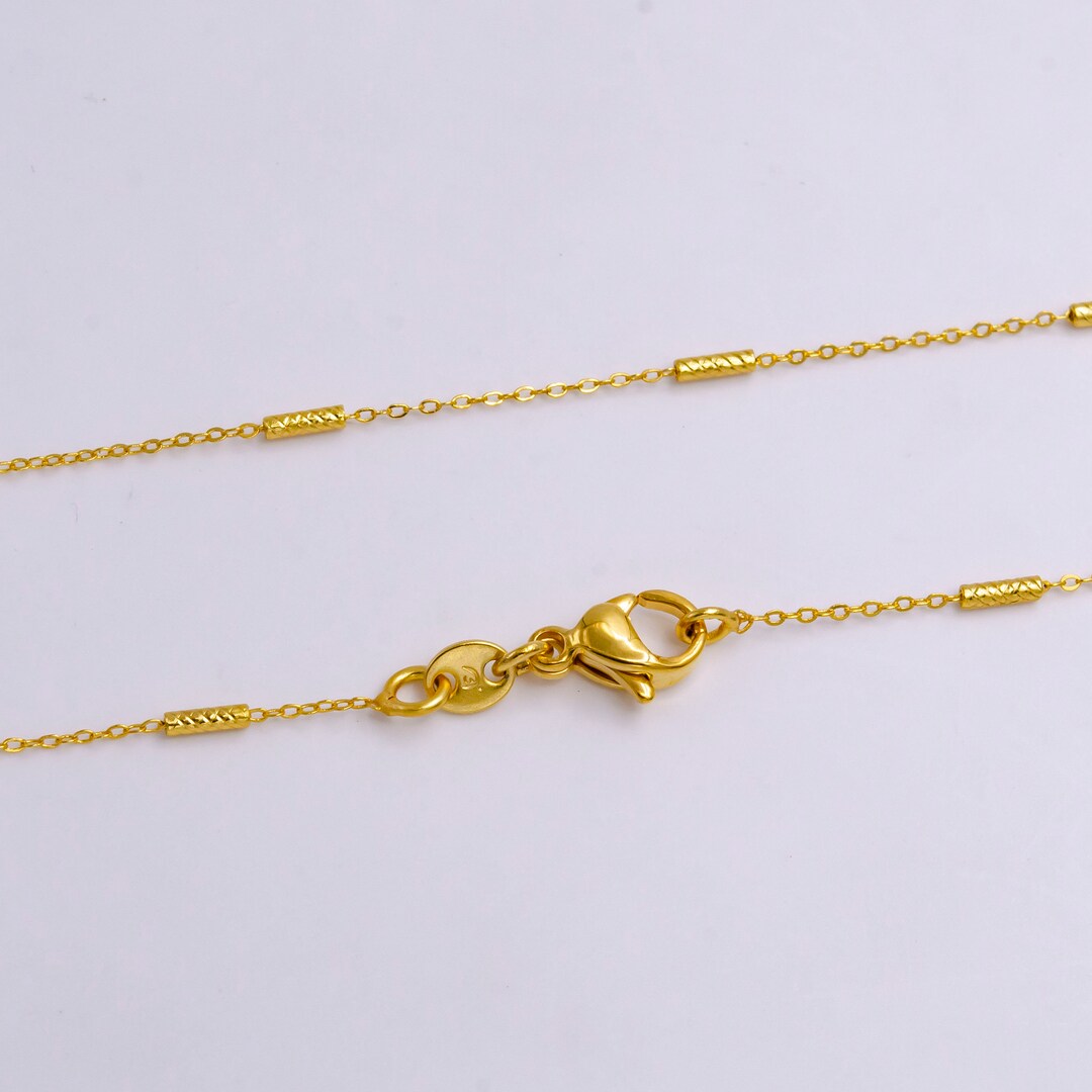 24K Gold Filled Textured Tube Bead Cable Chain Necklace Supply - Etsy