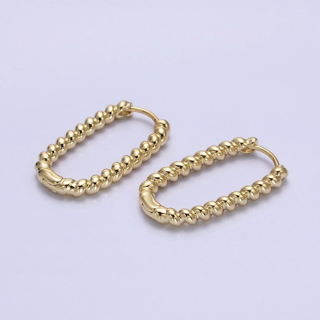 Gold Spiral Coil U-shaped Design Hoop Earrings, Long 14K Gold Filled ...