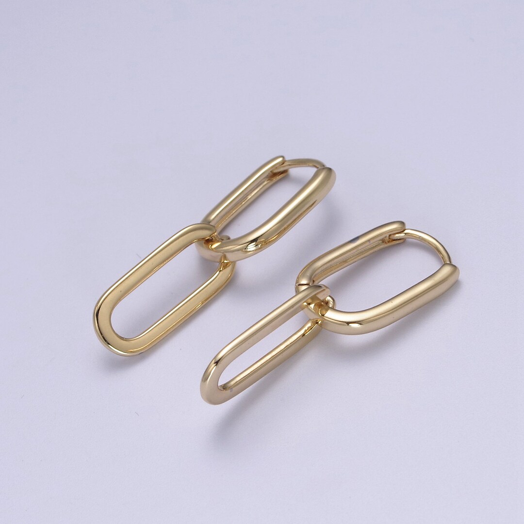 Single Cable Chain Link Hoop Earrings, 14K Gold Filled Minimalistic ...