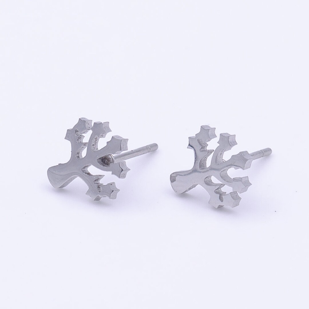 Silver Tree Branches Frame Design Stud Earrings, Minimalistic Small ...