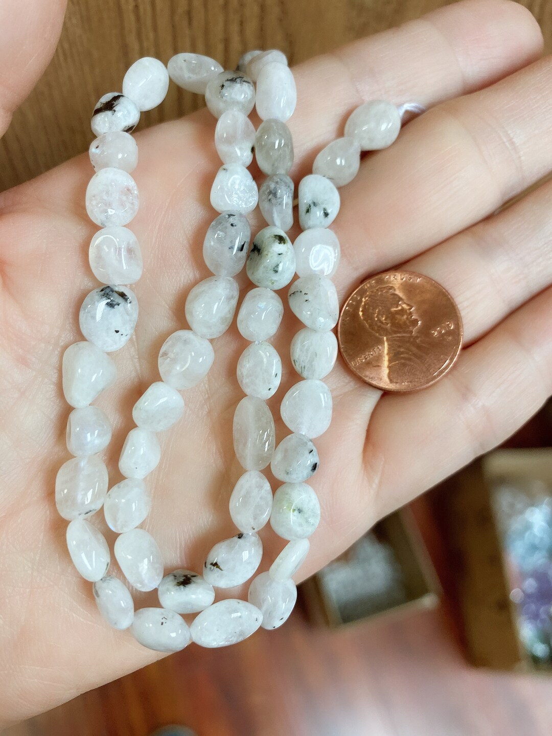 White Raw Quartz 6-8 Mm Stone Beads, Approx. 45 Beads, 40 Cm Single ...