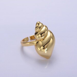 24K Gold Filled Seashell Design Ring, Beach Sea Shell Ring, Large Open ...
