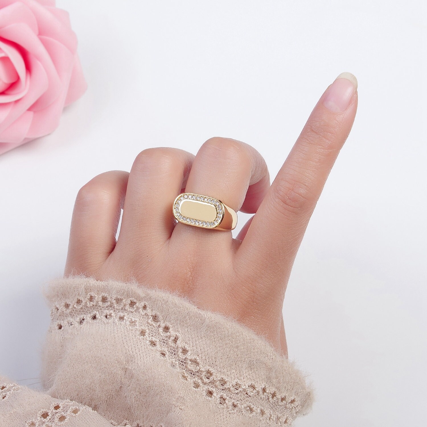 Flat Amulet Coin Design Stack Ring Gold or Silver With - Etsy