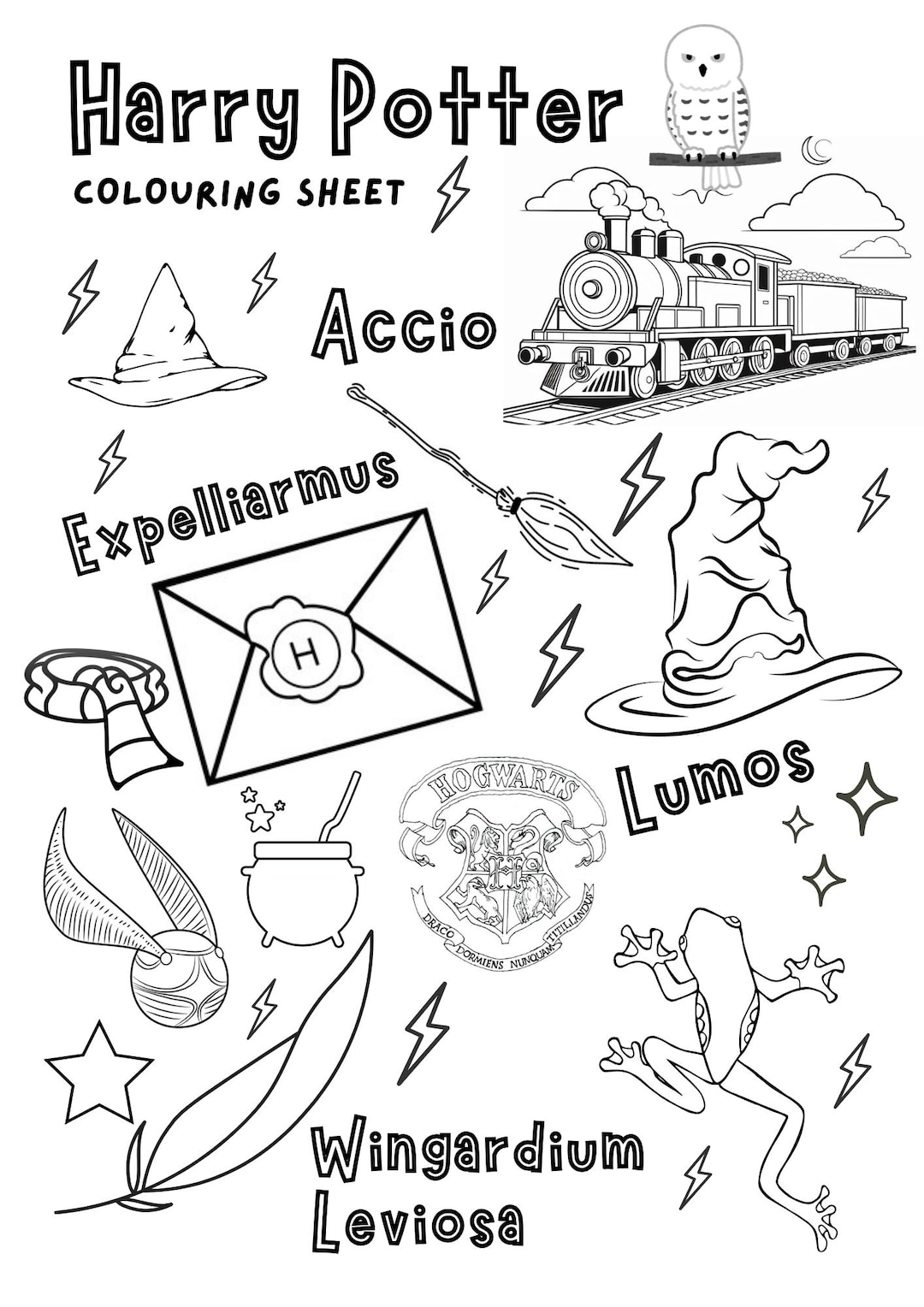 Harry Potter Colouring Page - Etsy