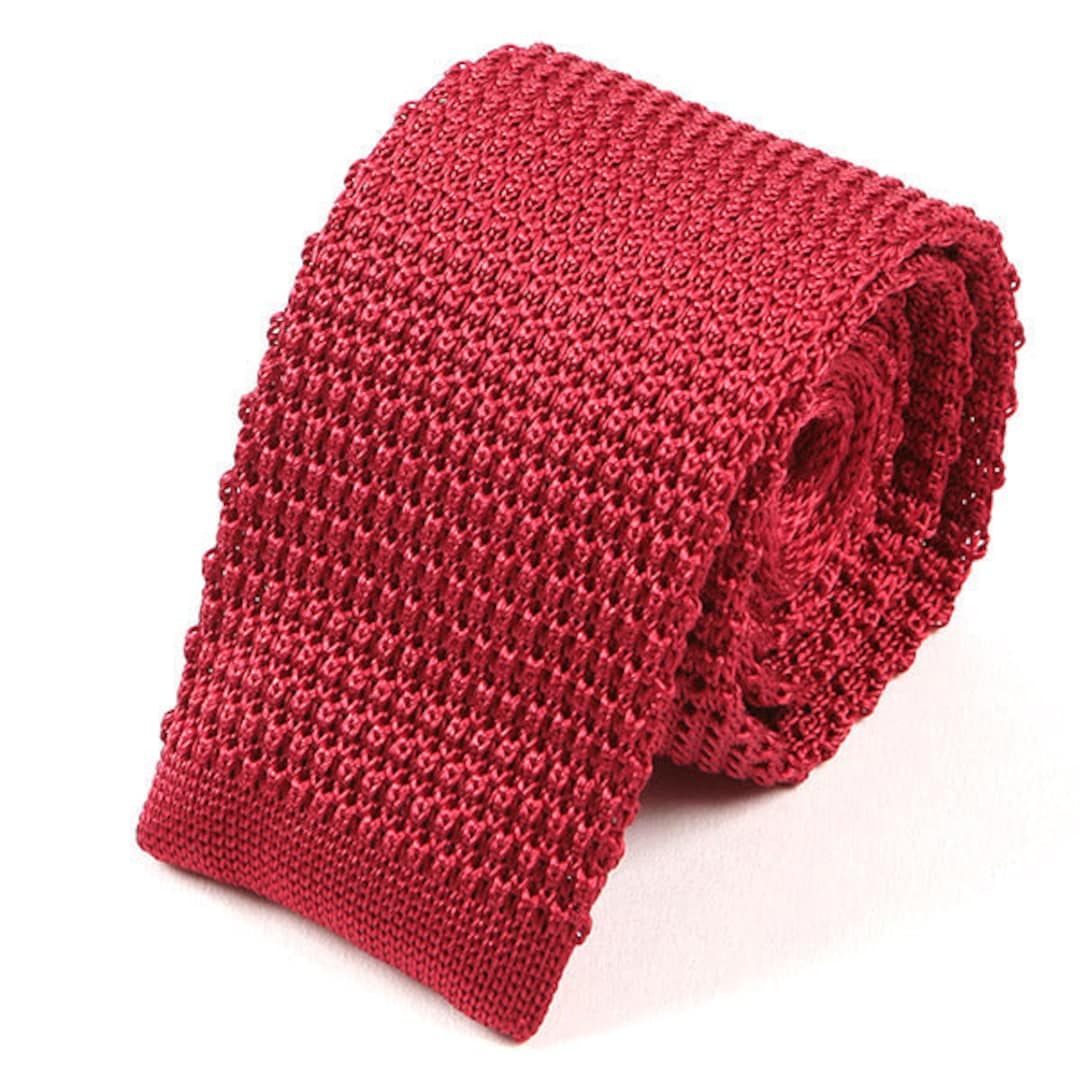 Crimson Red Silk Knitted Tie 6cm - Etsy