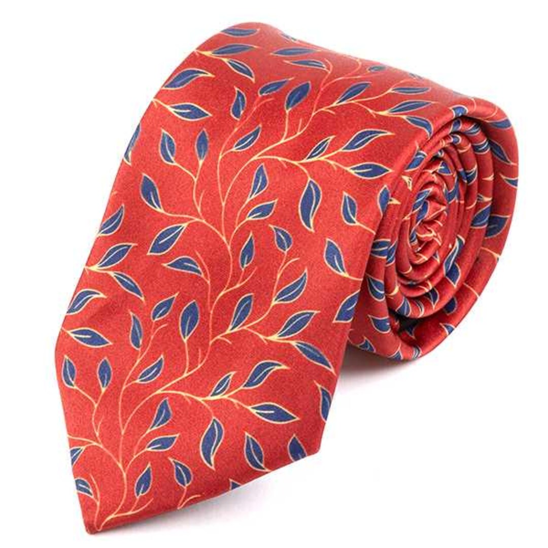Red Floral Branch Pattern Tie 8cm - Etsy