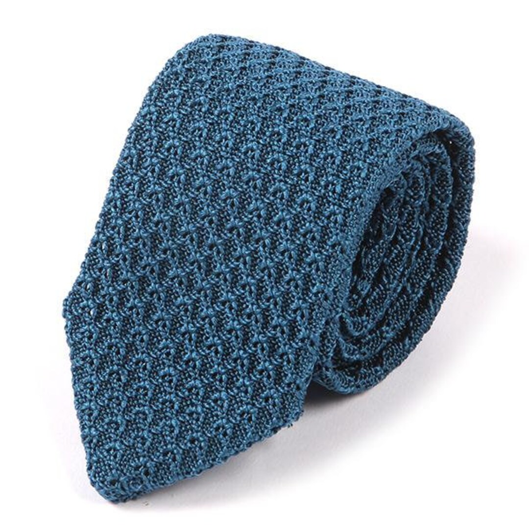 Yale Blue Iza Pointed Silk Knitted Tie - Etsy