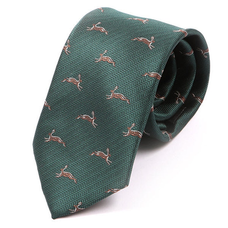 Green Hare Patterned Tie - Etsy