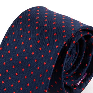 Navy Blue & Red Dot Silk Tie 7.5cm - Etsy