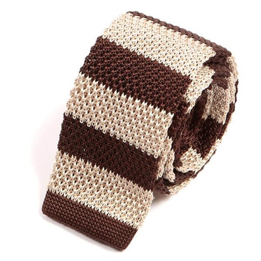 Silk Knit Tie Brown Slim Silk Knitted Tie Un dun Homme - Etsy France
