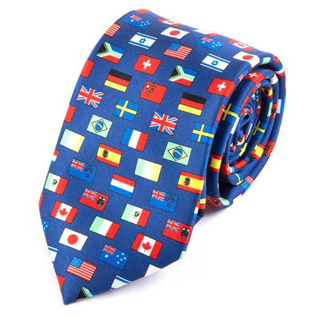 Blue Tie With World Country Map 7.5cm - Etsy