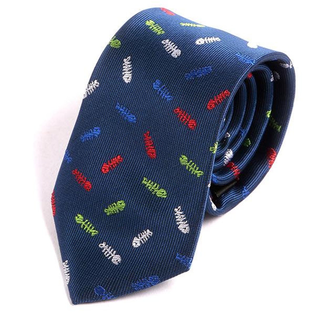 Mens Tie Blue Fishbone Tie, Gift for Him - Etsy