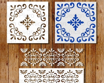 Tiles and Stencil (set 2) SVG Files for Silhouette and Cricut. Tile ...
